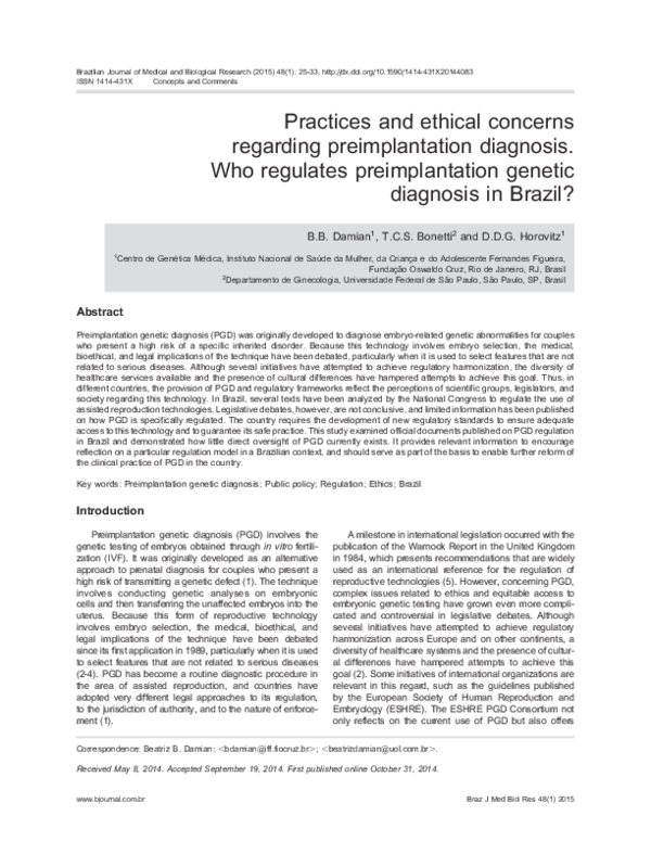 (PDF) Practices and ethical concerns regarding preimplantation ...