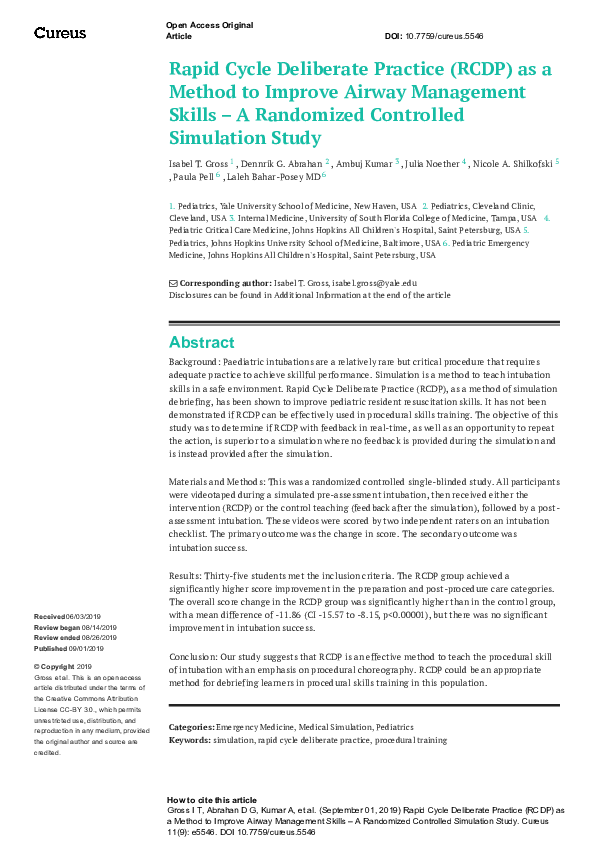 (PDF) Rapid Cycle Deliberate Practice (RCDP) as a Method to Improve ...