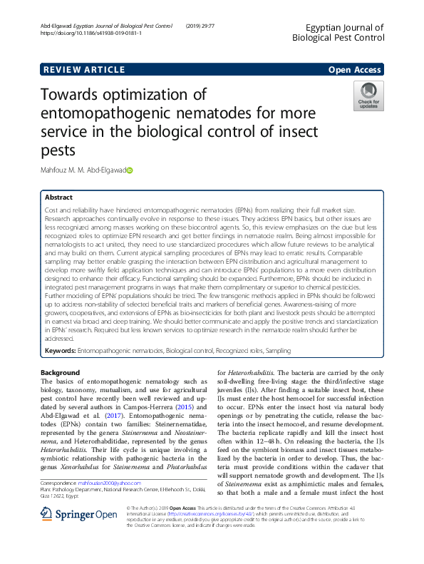 (PDF) Towards optimization of entomopathogenic nematodes for more service in the biological ...