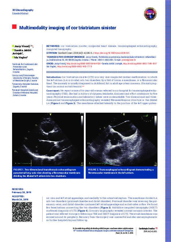 (PDF) Multimodality imaging of cor triatriatum sinister | Josip Vincelj ...