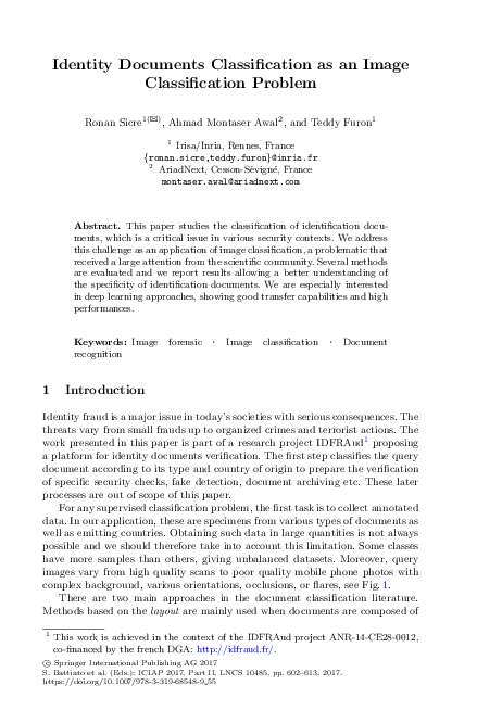 (PDF) Identity Documents Classification as an Image Classification Problem