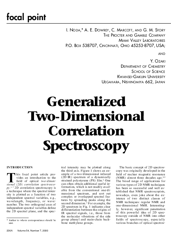 (PDF) Generalized Two-Dimensional Correlation Spectroscopy