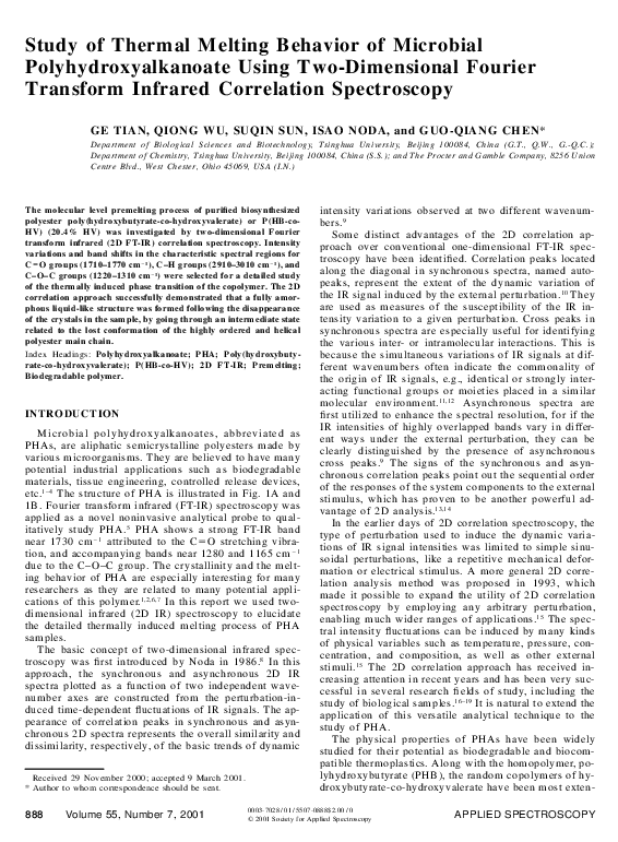 (PDF) Study of Thermal Melting Behavior of Microbial Polyhydroxyalkanoate Using Two-Dimensional ...