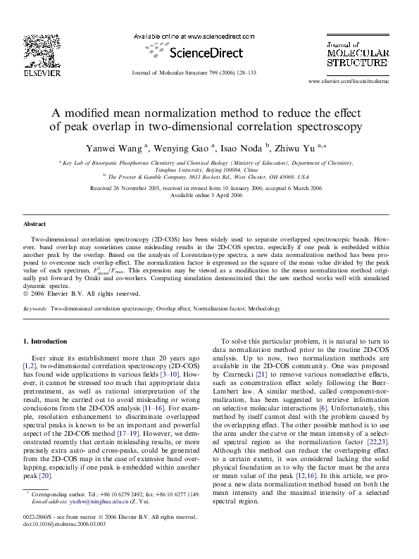 Pdf A Modified Mean Normalization Method To Reduce The Effect Of Peak