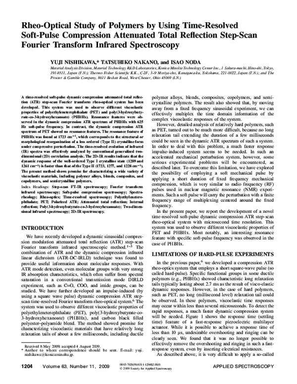 (PDF) Rheo-Optical Study of Polymers by Using Time-Resolved Soft-Pulse ...