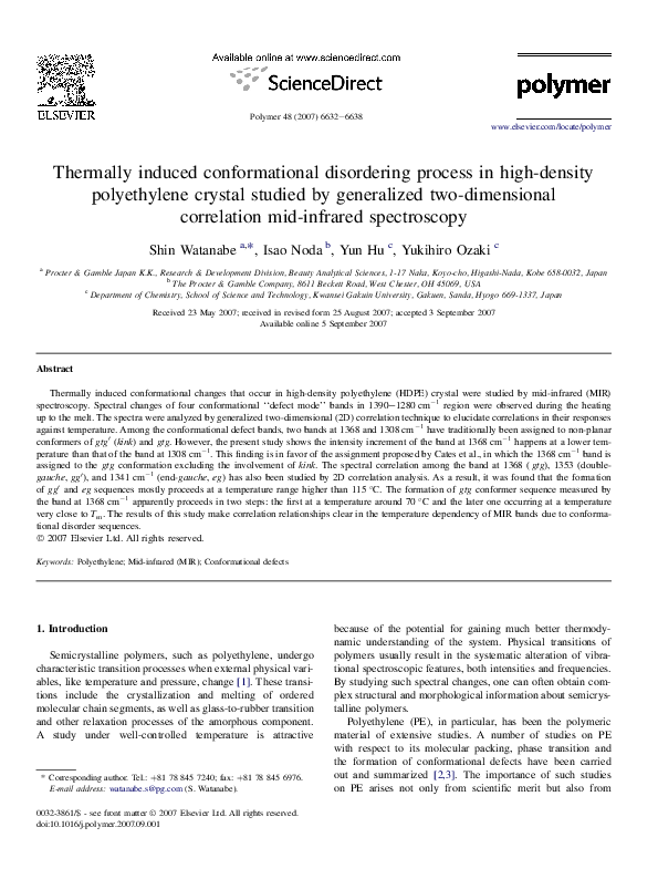 (PDF) Thermally induced conformational disordering process in high-density polyethylene crystal ...