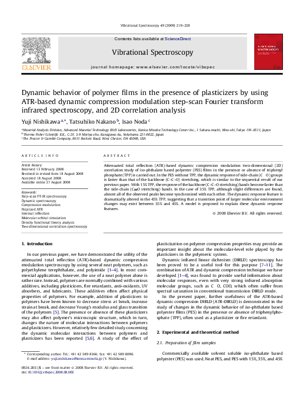 (PDF) Dynamic behavior of polymer films in the presence of plasticizers by using ATR-based ...