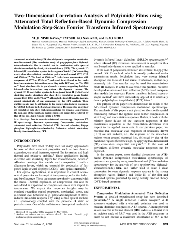 (PDF) Two-Dimensional Correlation Analysis of Polyimide Films using Attenuated Total Reflection ...