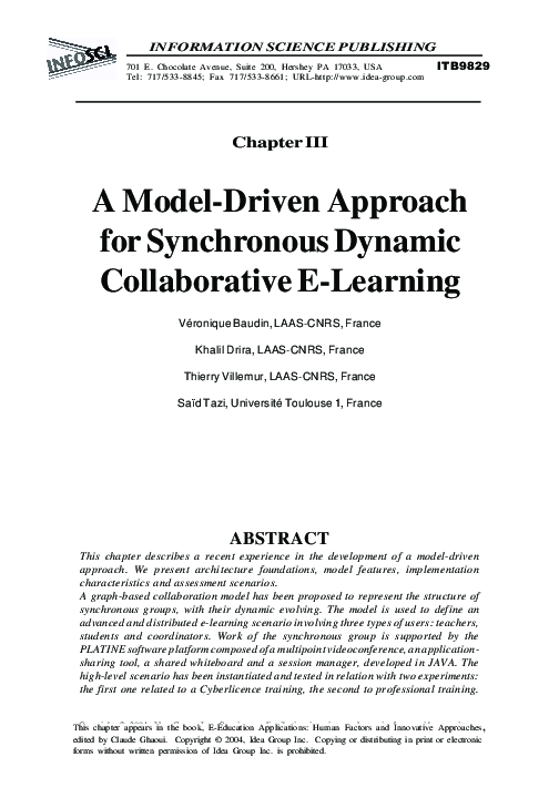 (PDF) A Model-Driven Approach for Synchronous Dynamic Collaborative E-Learning