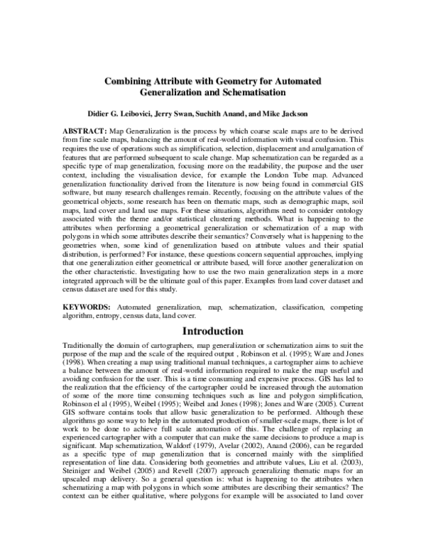Pdf Combining Attribute With Geometry For Automated Generalization