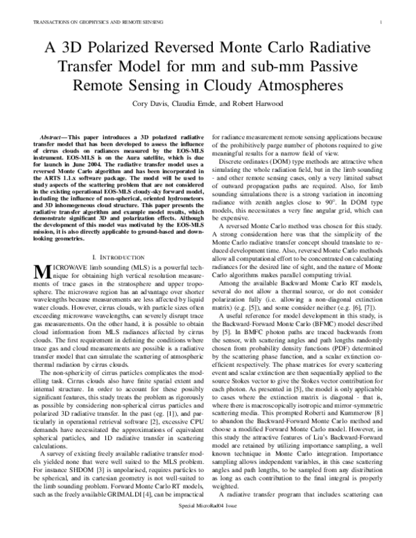 (PDF) A 3D polarized reversed Monte Carlo radiative transfer model for ...
