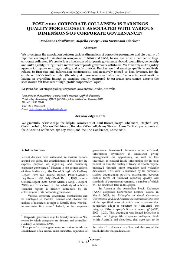 (PDF) Post-2001 corporate collapses: Is earnings quality more closely ...