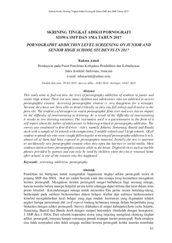 (PDF) Skrining Tingkat Adiksi Pornografi Siswa SMP Dan Sma Tahun 2017