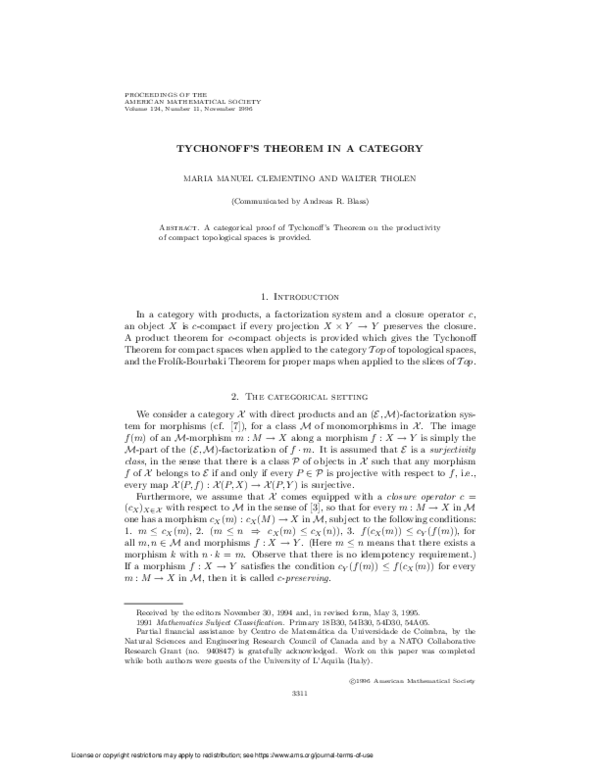 (PDF) Tychonoff's theorem in a category