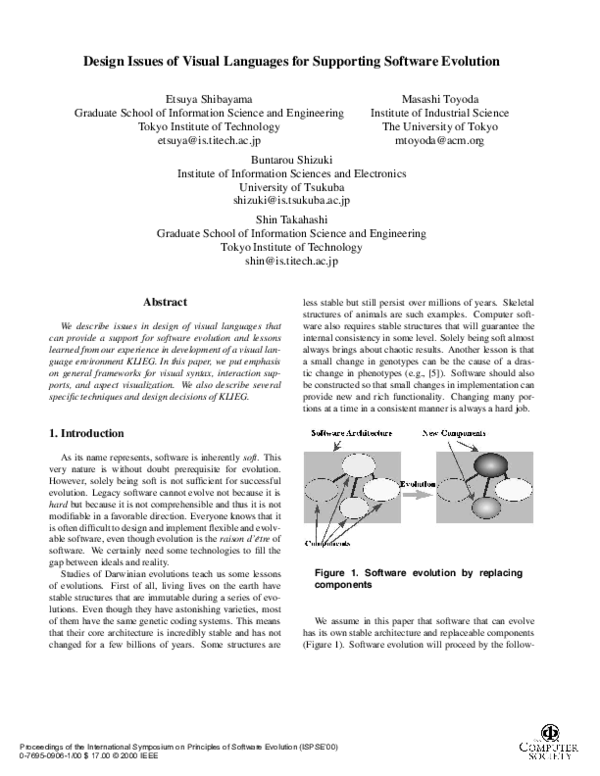 (PDF) Design issues of visual languages for supporting software evolution
