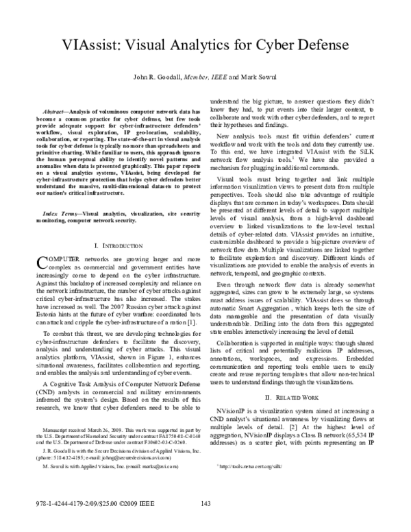 (PDF) VIAssist: Visual analytics for cyber defense