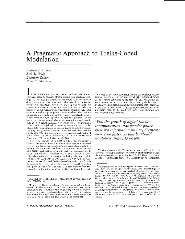 Pdf A Pragmatic Approach To Trellis Coded Modulation