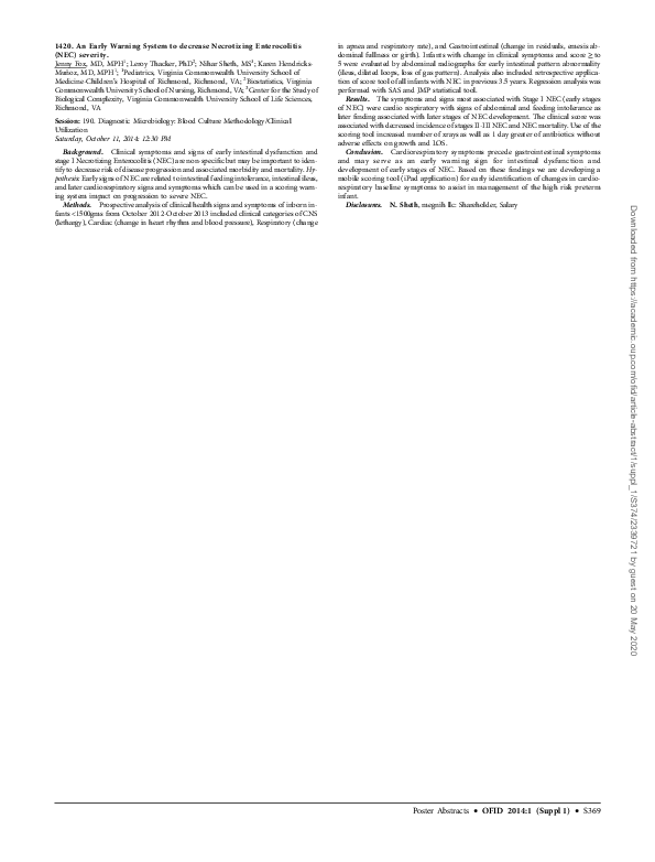 (PDF) 1420An Early Warning System to decrease Necrotizing Enterocolitis ...