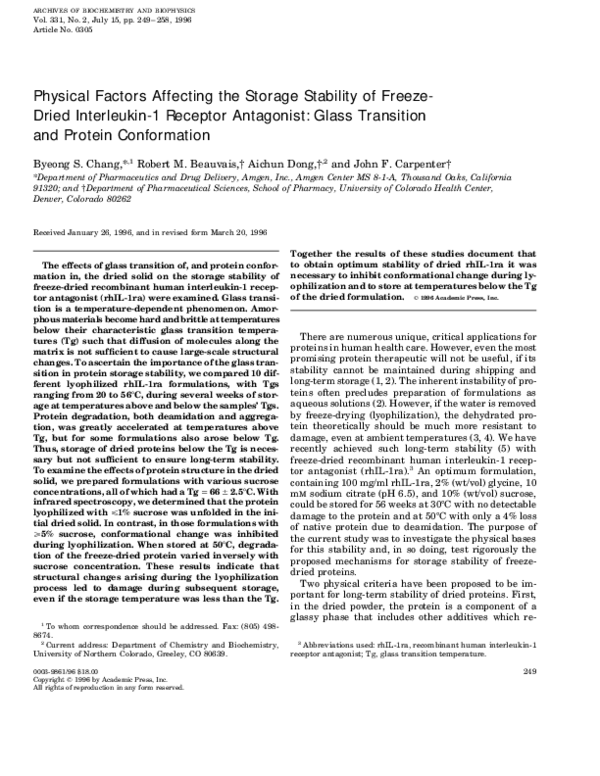 (PDF) Physical factors affecting the storage stability of freeze-dried ...