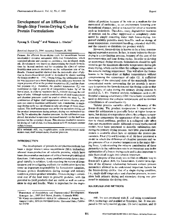 (PDF) Development of an efficient single-step freeze-drying cycle for protein formulations