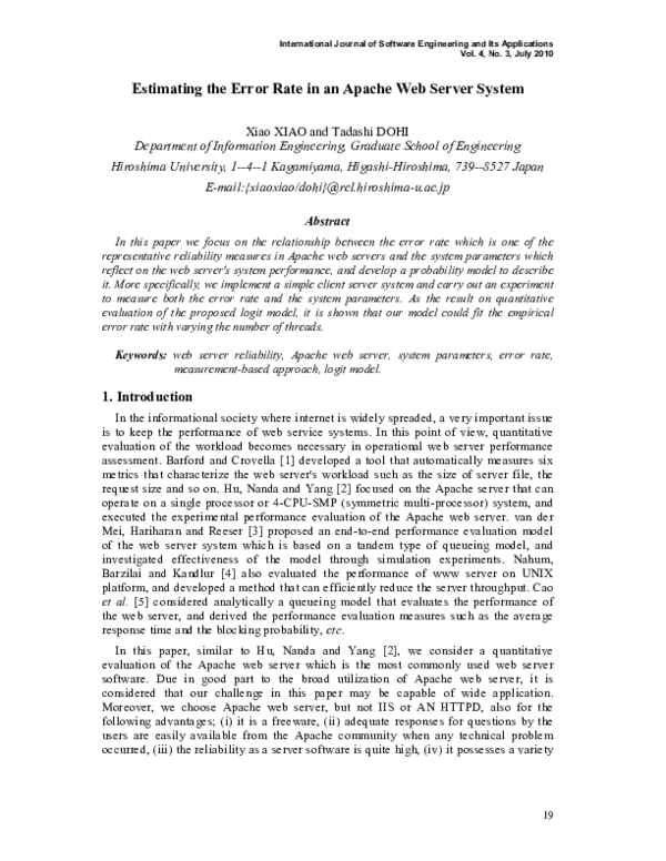 (PDF) Estimating the Error Rate in an Apache Web Server System