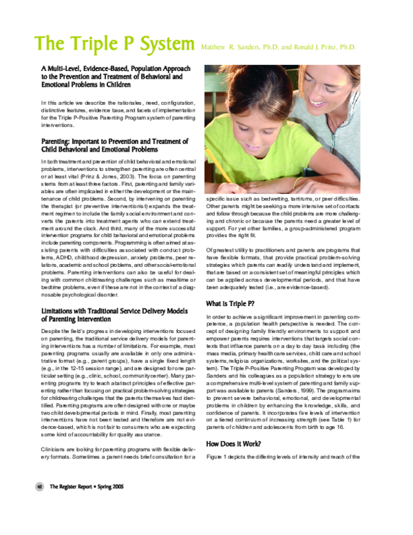 (PDF) The Triple P system: A multi-level, evidence-based, population ...