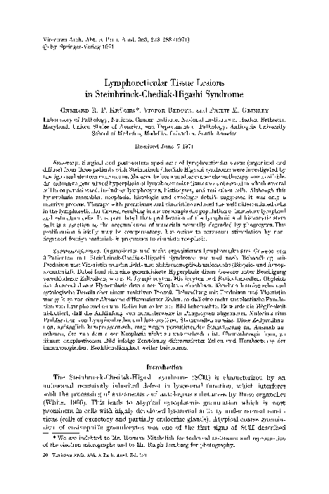 (PDF) Lymphoreticular tissue lesions in Steinbrinck-Chediak-Higashi ...