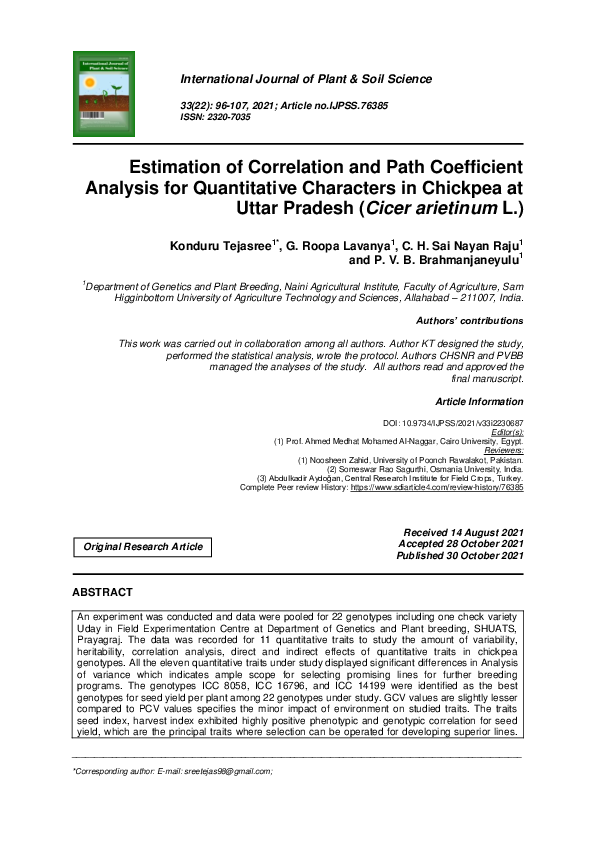 Pdf Estimation Of Correlation And Path Coefficient Analysis For