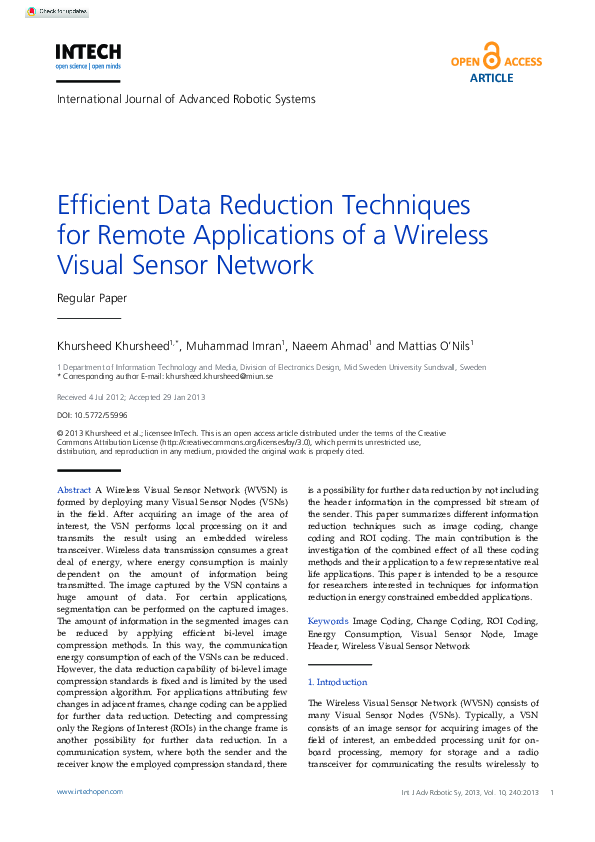 (PDF) Efficient Data Reduction Techniques for Remote Applications of a ...