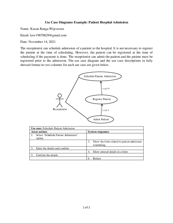 (PDF) Use Case Diagrams Example: Patient Hospital Admission