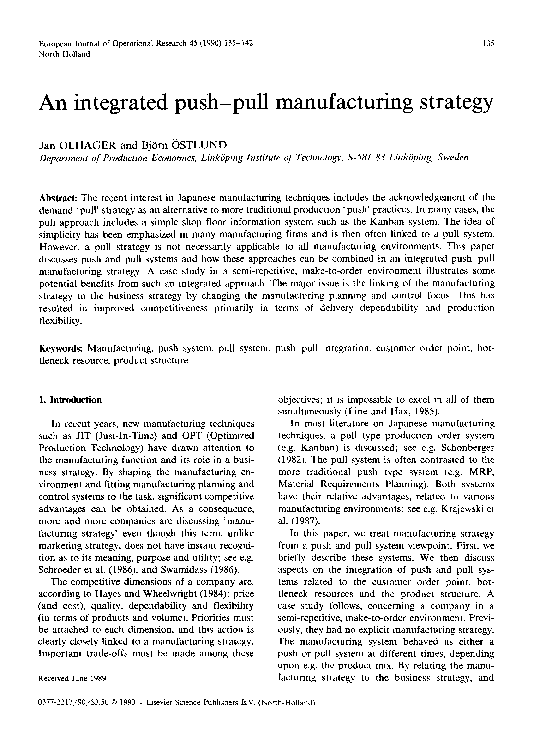 (PDF) An integrated push-pull manufacturing strategy