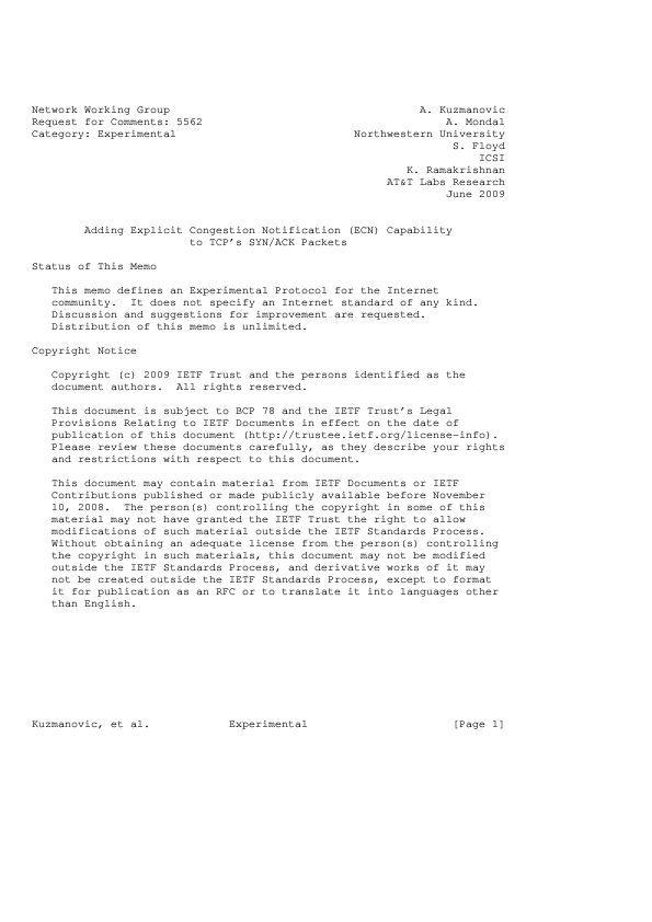 Pdf Adding Explicit Congestion Notification Ecn Capability To Tcp S Syn