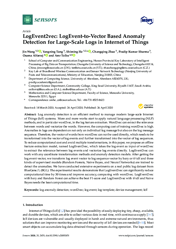 (PDF) LogEvent2vec: LogEvent-to-Vector Based Anomaly Detection for Large-Scale Logs in Internet ...