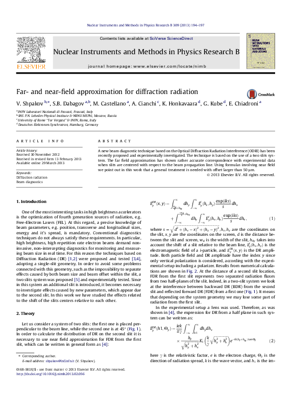 (PDF) Far- and near-field approximation for diffraction radiation