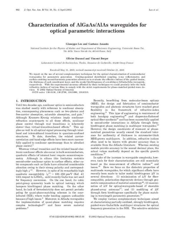 (PDF) Characterization of AlGaAs/AlAs waveguides for optical parametric interactions