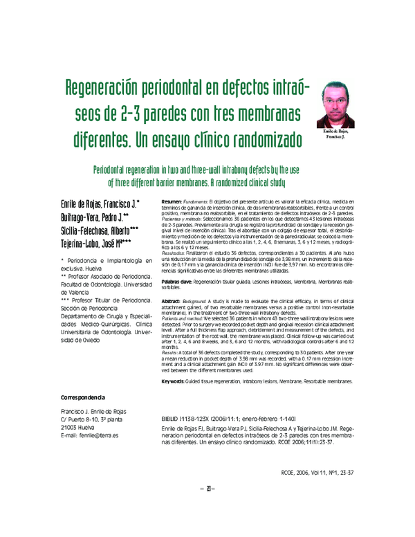 (PDF) Regeneración periodontal en defectos intraóseos de 2-3 paredes ...