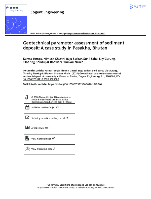 (PDF) Geotechnical parameter assessment of sediment deposit: A case study in Pasakha, Bhutan