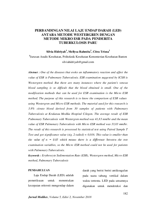 (PDF) Perbandingan Nilai Laju Endap Darah (Led) Antara Metode ...