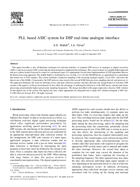 (PDF) PLL based ASIC system for DSP real-time analogue interface