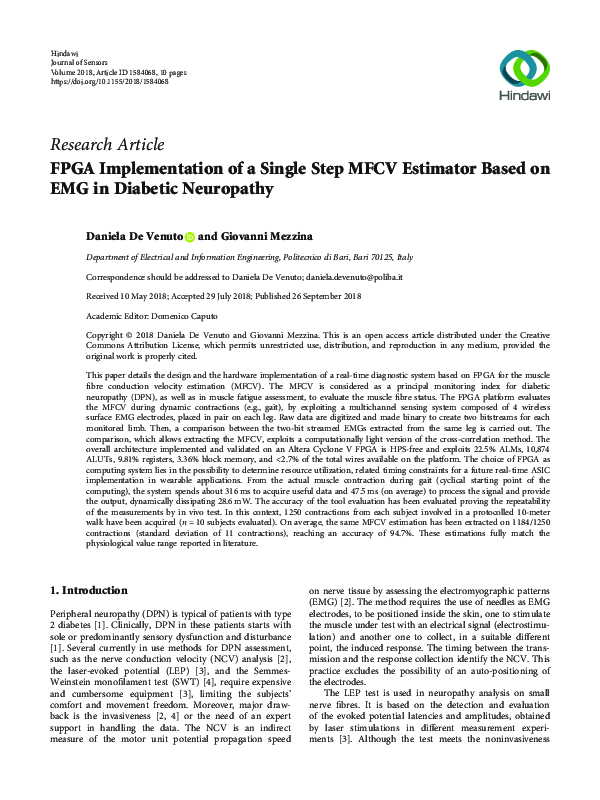 (PDF) FPGA Implementation of a Single Step MFCV Estimator Based on EMG in Diabetic Neuropathy