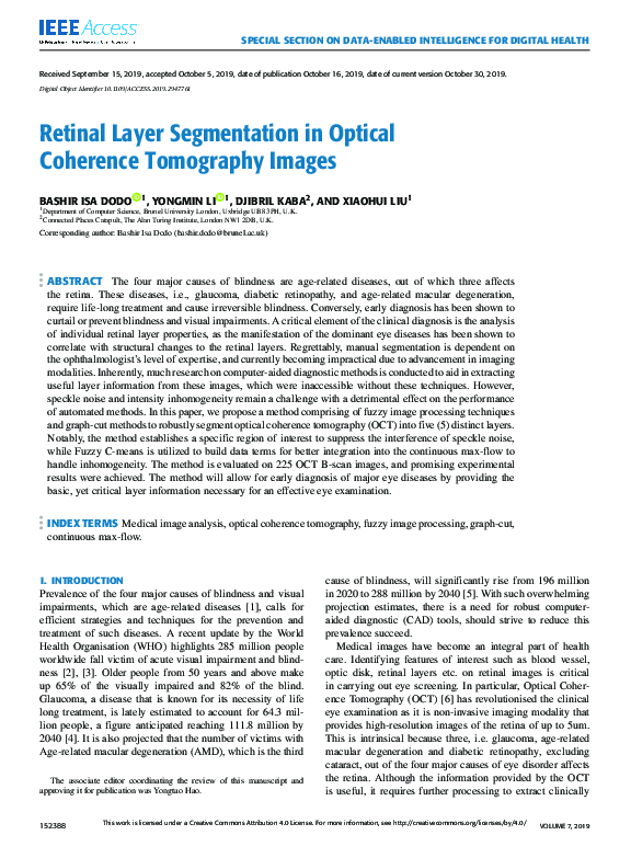(PDF) Retinal Layer Segmentation in Optical Coherence Tomography Images | Djibril Kaba ...