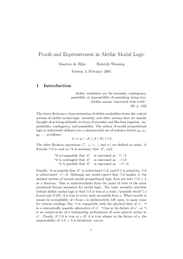 (PDF) Proofs and expressiveness in alethic modal logic