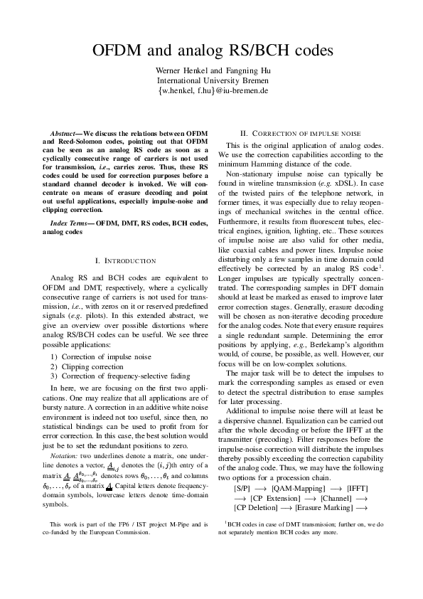 (PDF) OFDM and analog RS/BCH codes