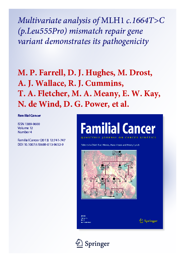 (PDF) Clinical correlation and molecular evaluation confirm that the MLH1 p.Arg182Gly (c.544A>G ...