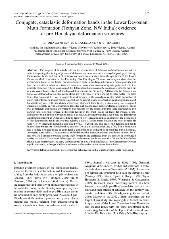 (PDF) Conjugate, cataclastic deformation bands in the Lower Devonian ...