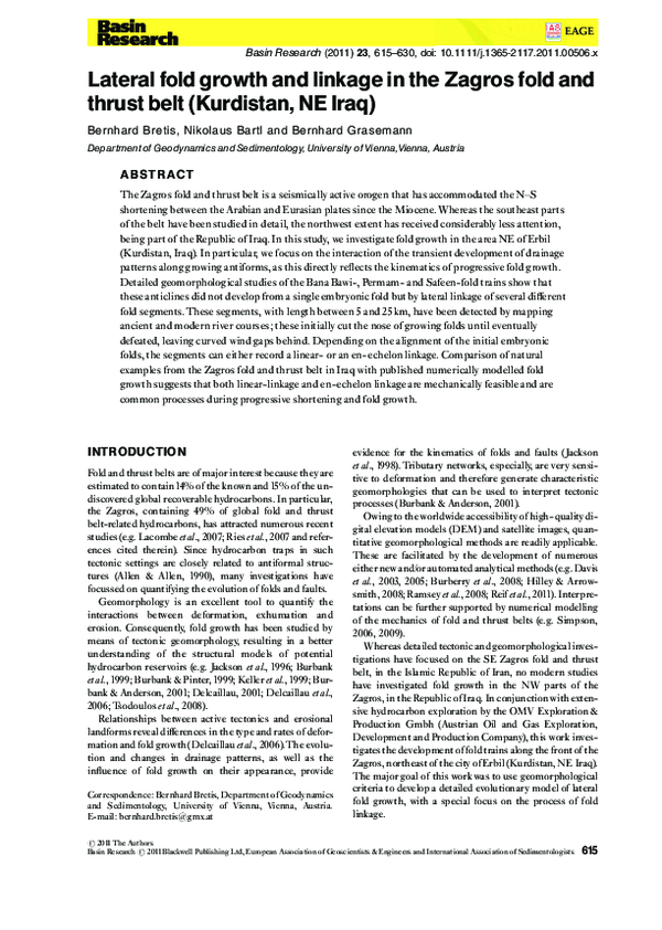 (PDF) Lateral fold growth and linkage in the Zagros fold and thrust ...