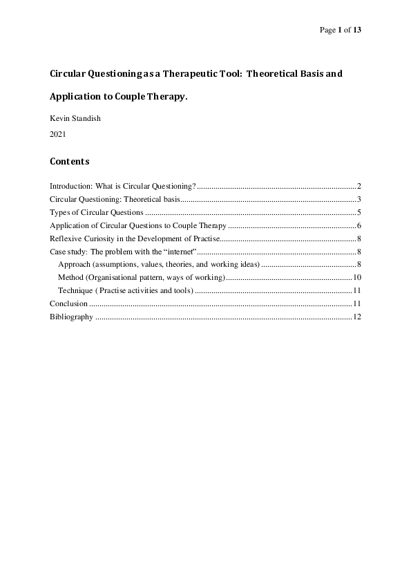 (PDF) Circular Questioning as a Therapeutic Tool: Theoretical Basis and ...
