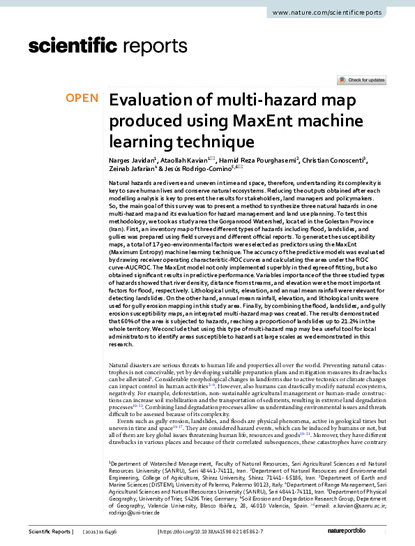 (PDF) Evaluation of multi-hazard map produced using MaxEnt machine ...
