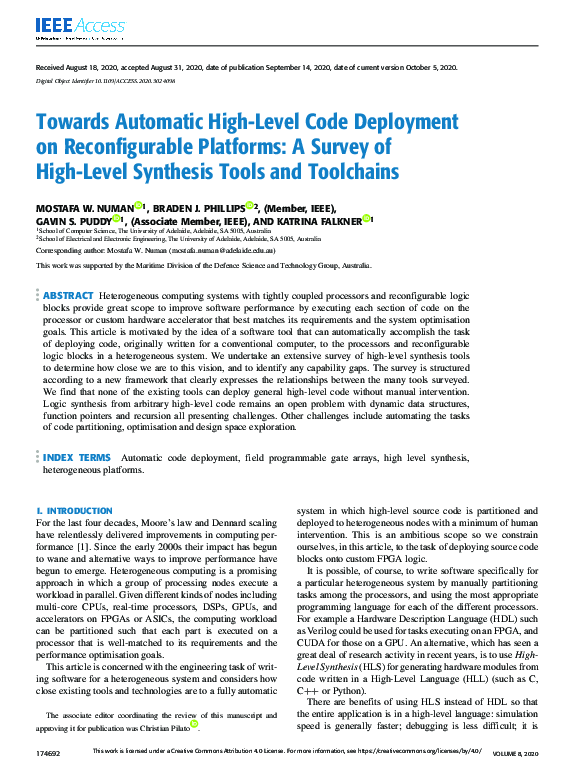 Pdf Towards Automatic High Level Code Deployment On Reconfigurable