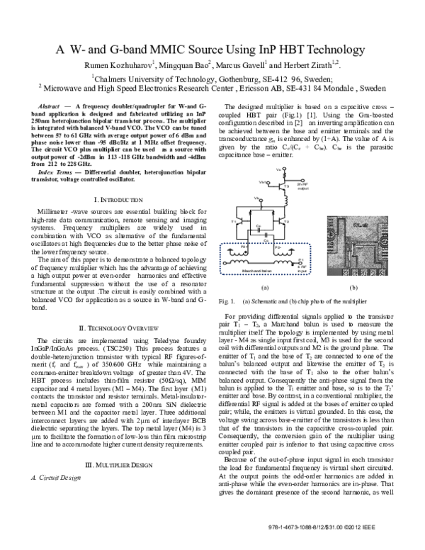 (PDF) A W- and G-band MMIC source using InP HBT technology